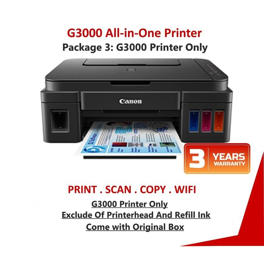 CANON PIXMA INK TANK SYSTEM G3000 (WiFI) PRINTER - READY STOCK | Shopee ...