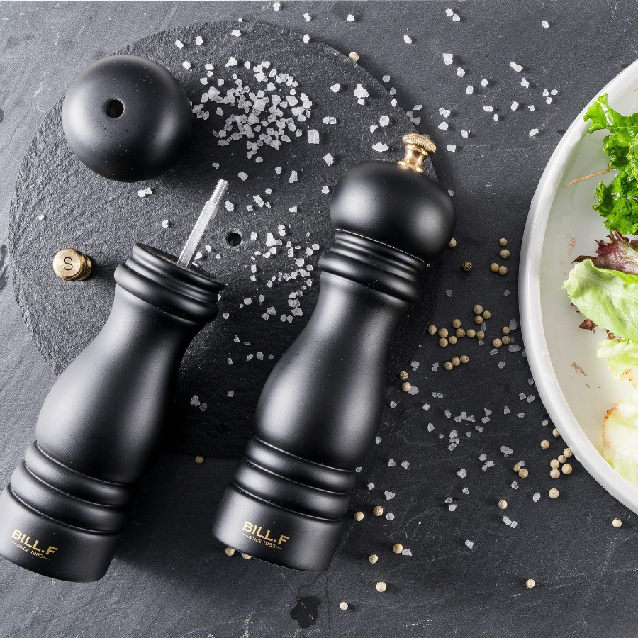 Bill.F Black Pepper & Salt Acacia Wood Mill Grinder Seasoning Pepper ...