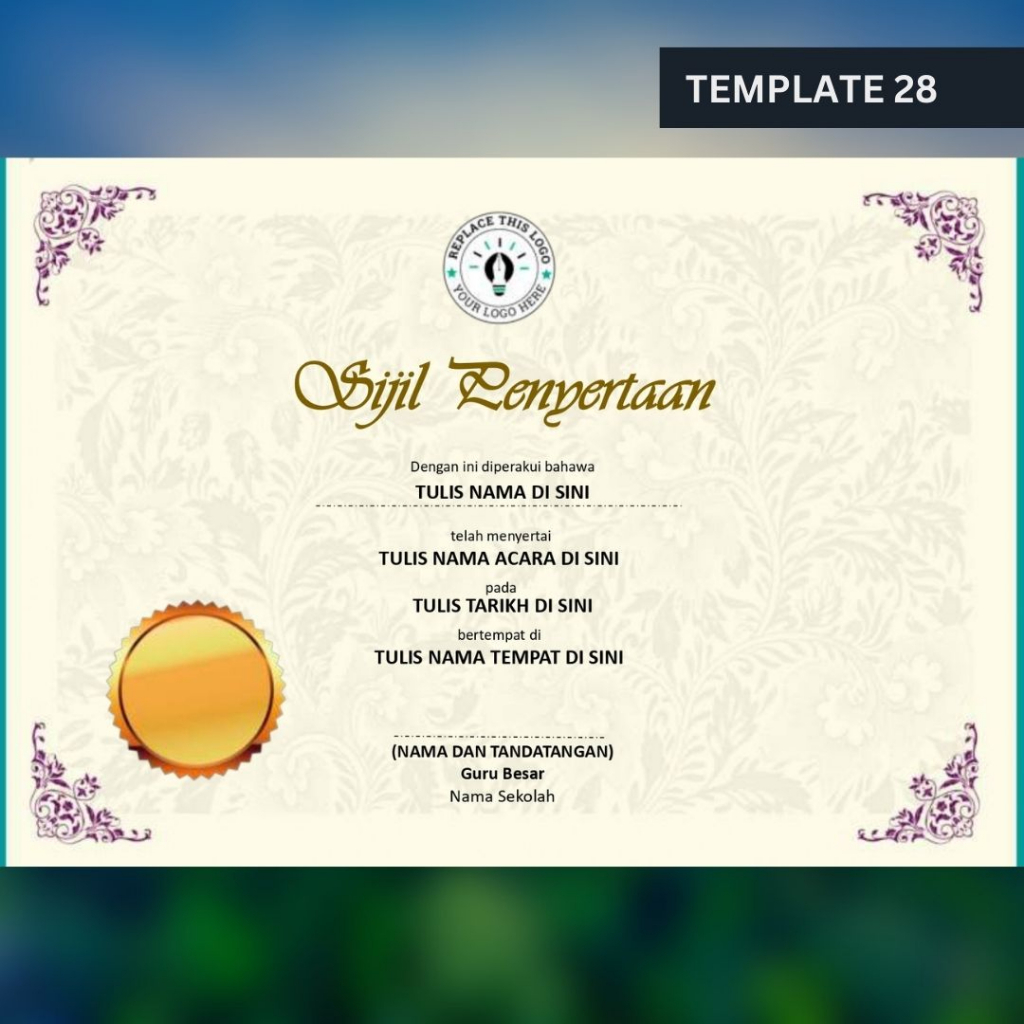 [Powerpoint] Template Sijil Certificate Template Editable Powerpoint ...
