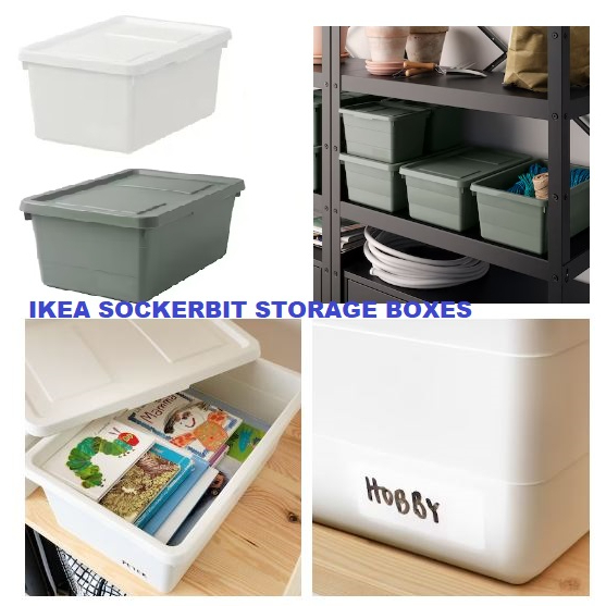 IKEA SOCKERBIT Storage box With Lid / Organizer Box with lid / Shelf ...