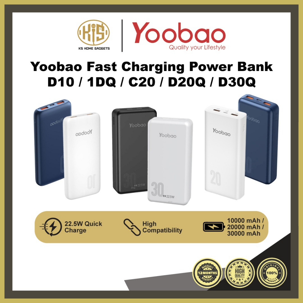 Yoobao 10000mAh 20000mAh 22.5W Power Bank with Dual Output | Shopee ...