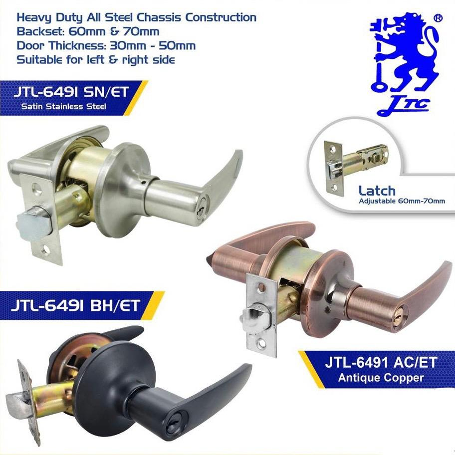 JTC 6491 Hard-Lock Tubular Lever Cylindrical Lock Set Door Lock Door ...