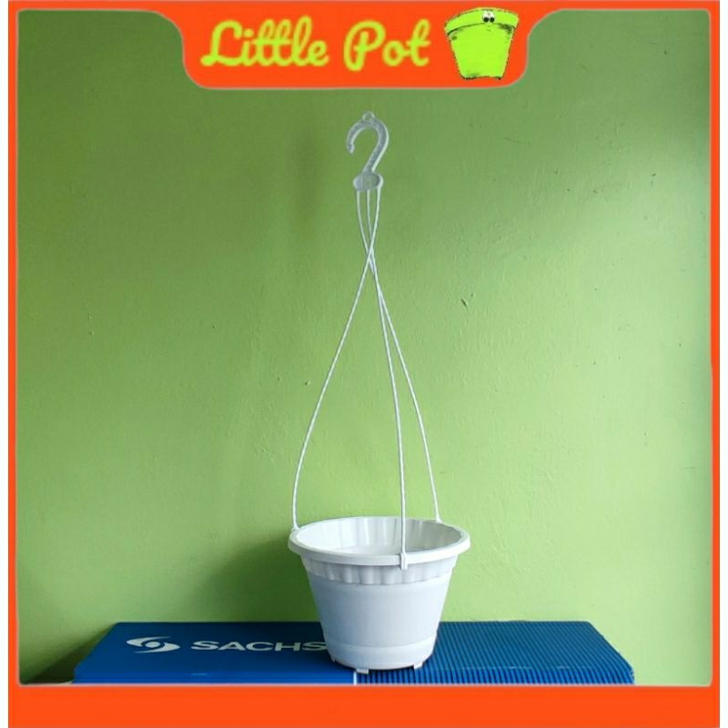 1 SET 20.5CM Pasu Bunga Flower Pot Hanging Pot Pasu Plastik Putih Pasu ...