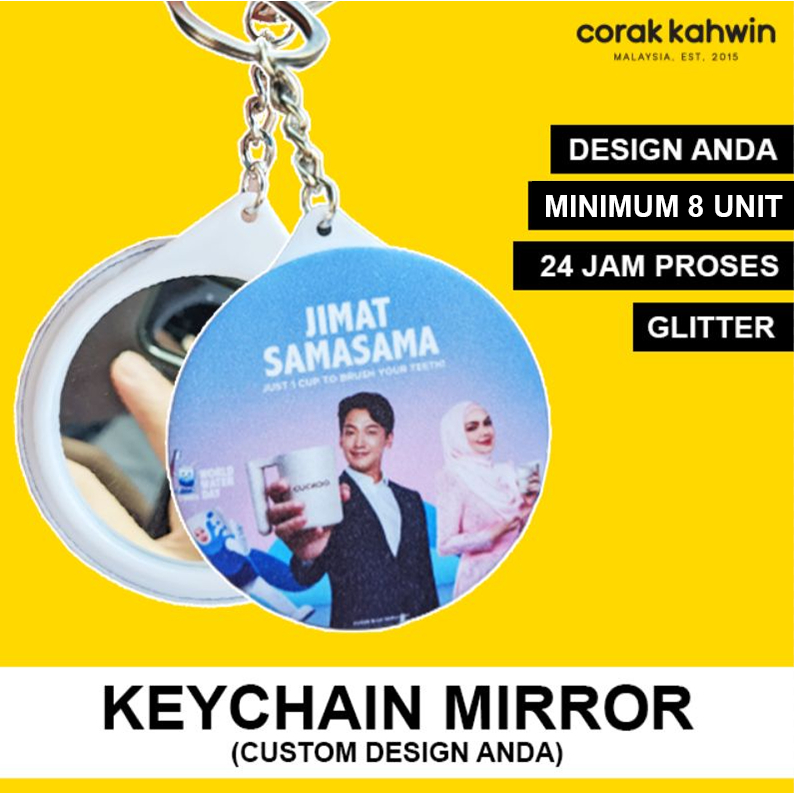 Custom Button Badge Keychain Mirror ( Glitter ) *Minimum 8 pcs ...