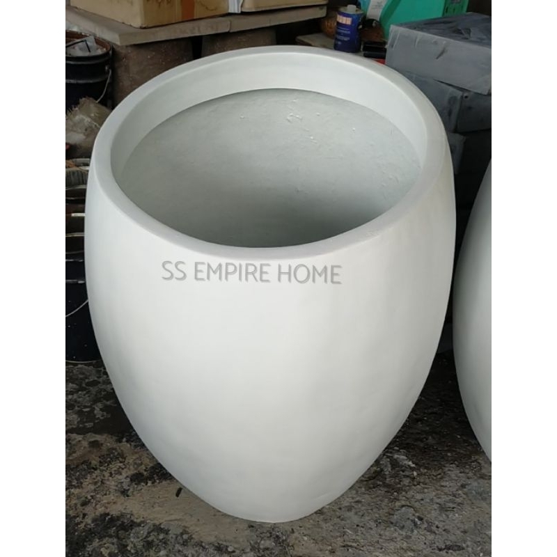 REX FP19 Large White Flat Tempayan Fiberglass Flower Pot Pasu Bunga ...