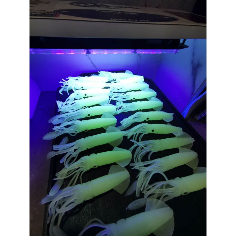 Uv luminous soft plastic squid lure 10cm umpan trolling jig | Shopee ...