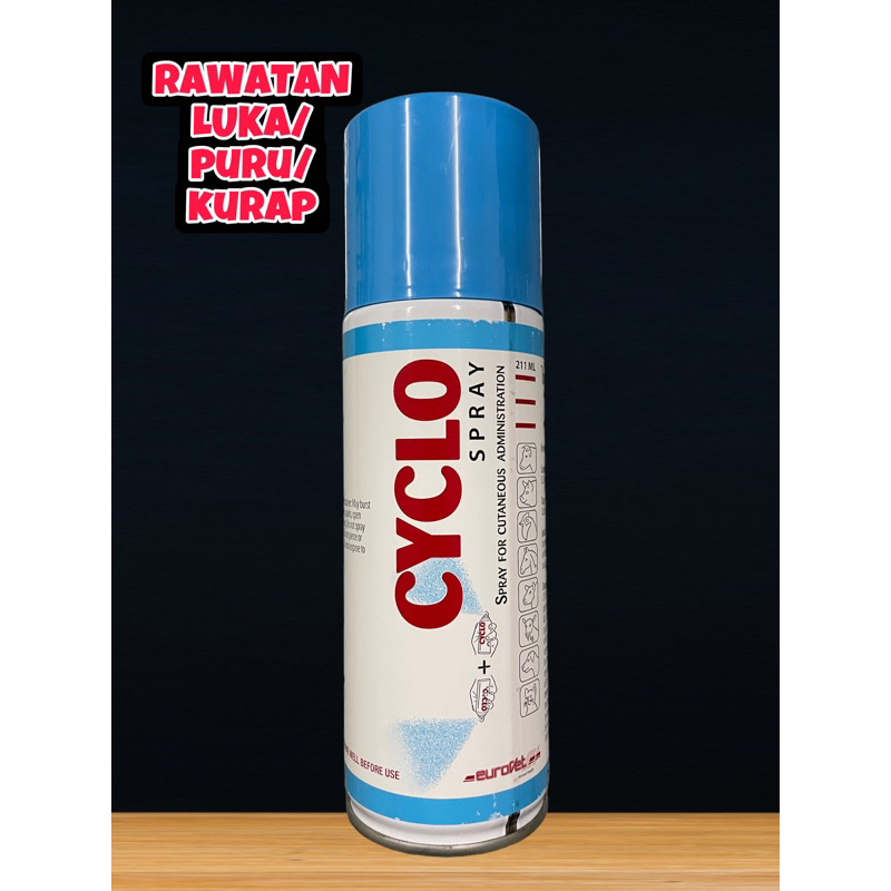 CYCLO SPRAY 211ml Semburan Rawatan Luka Bernanah Puru Haiwan Ternakan dan Peliharaan | Shopee ...