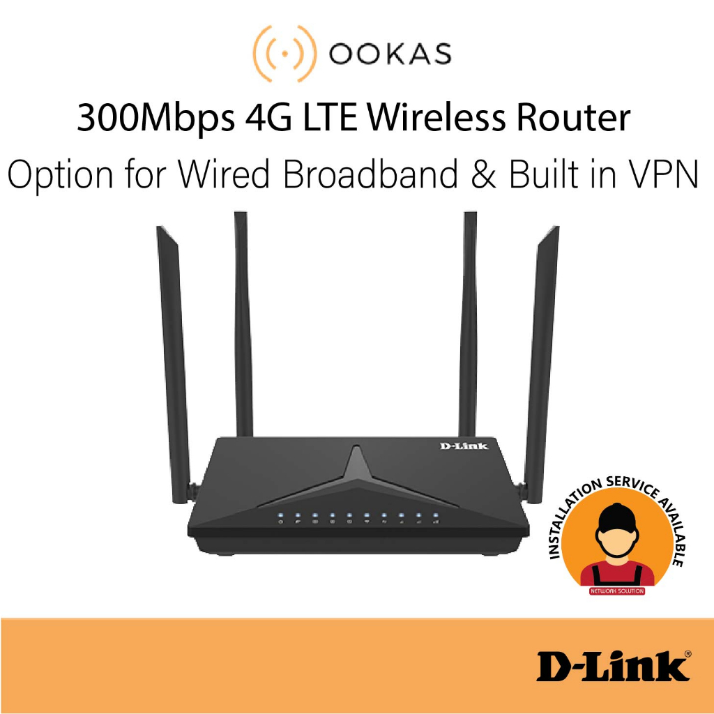 D-Link DWR-M920 N300 4G LTE Sim Card Wireless Router & Wired Broadband ...