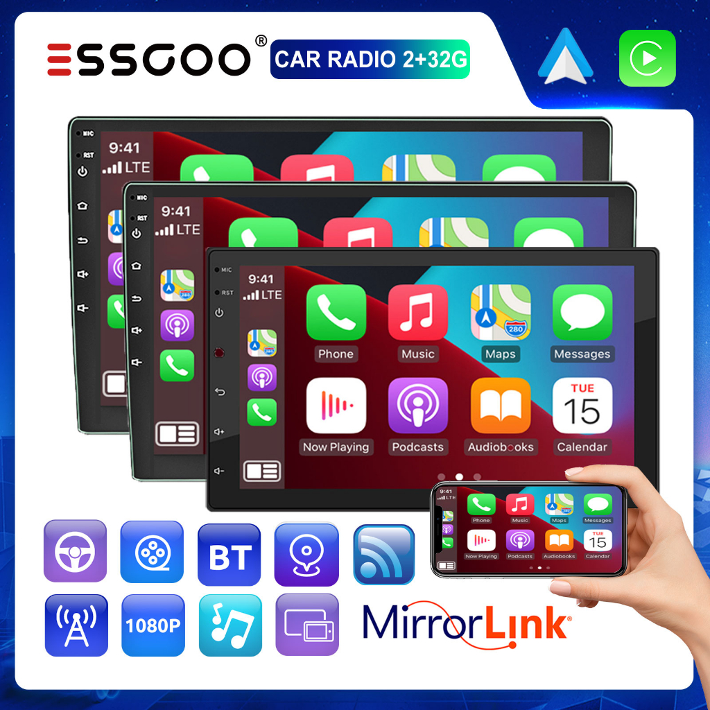 ESSGOO 7"/9"10" IPS Android Car Player 2+32GB 2 Din Carplay Android Auto Multimedia Vedio MP5 ...
