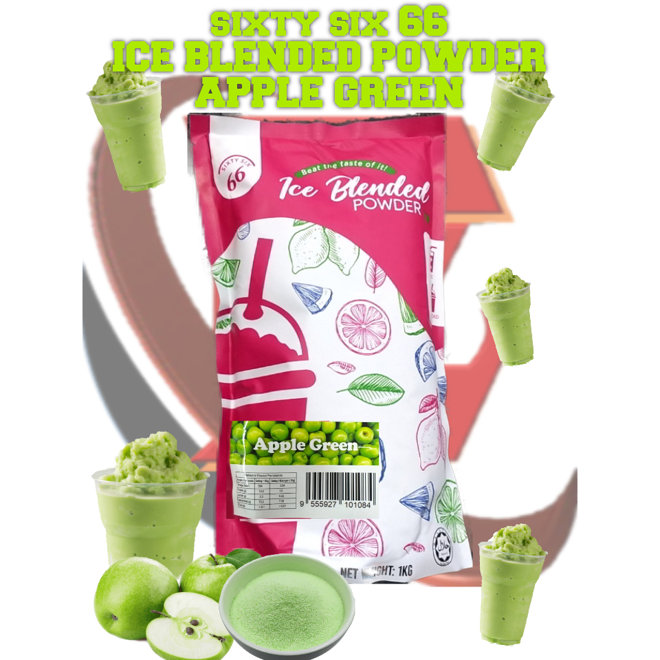 SIXTY SIX 66 ICE BLENDED POWDER 1KG | APPLE GREEN FLAVOUR | SERBUK AIR BALANG | AIS BLEND 1KG ...