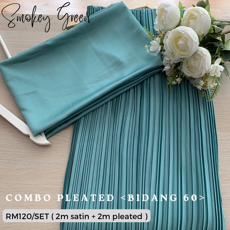 kain pleated satin dan set combo pleated dengan satin plain sesuai ...