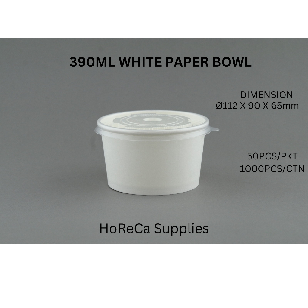 50PCS WHITE PAPER BOWL/390cc/520cc/650cc/780cc/850cc/1000cc | Shopee ...
