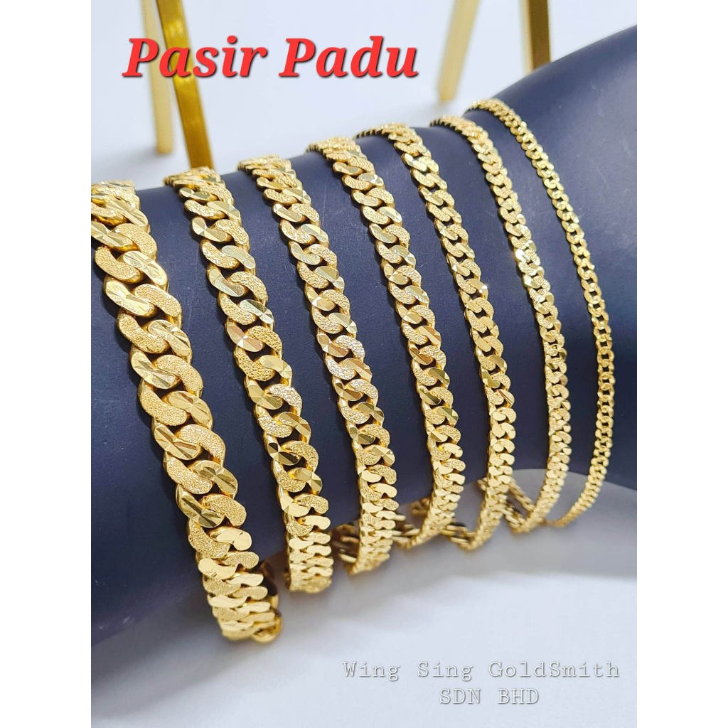 Wing Sing Rantai Tangan Gajah Pasir Padu Gelang Tangan Emas 916/916 ...