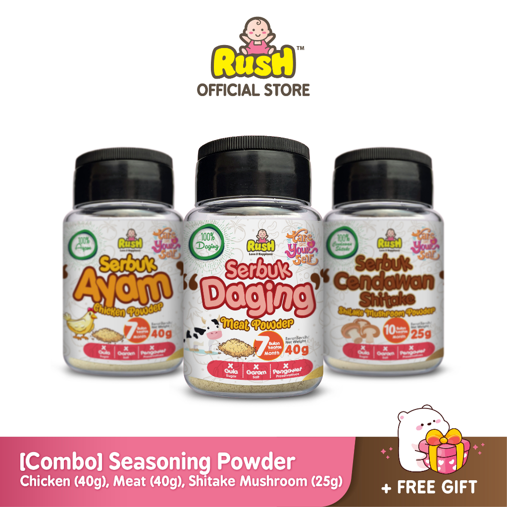 Rush Baby Seasoning Powder Combo (Chicken 40g, Meat 40g, Shitake ...