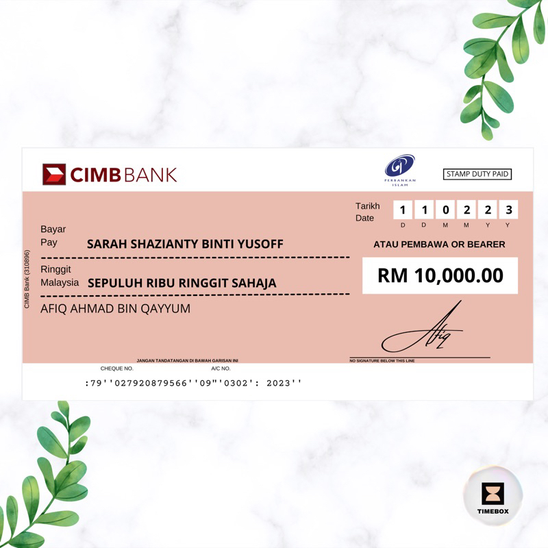 Mock Cheque / MockUp Cheque / Replika Cek SOFTCOPY SAHAJA (PDF & PNG ...