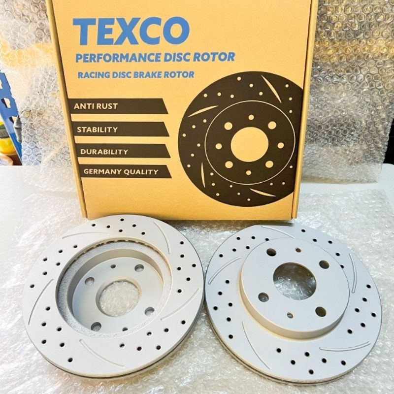 TEXCO BRAND PROTON WIRA 1.5CC ORIGINAL DRILLED SLOTTED FRONT DISC ROTOR ...