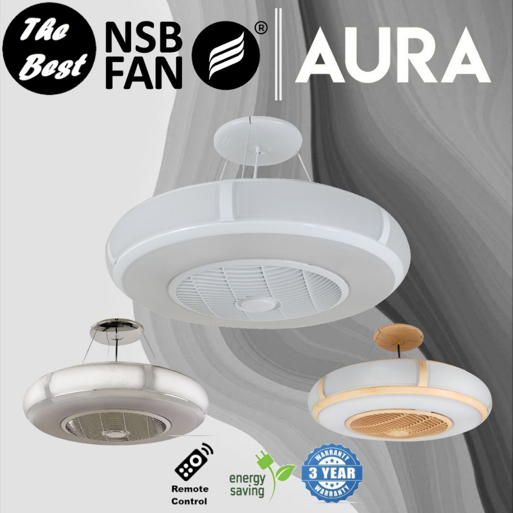NSB AURA 26.7 INCHES AC Motor Mini 3 Blades With LED Light and Remote ...