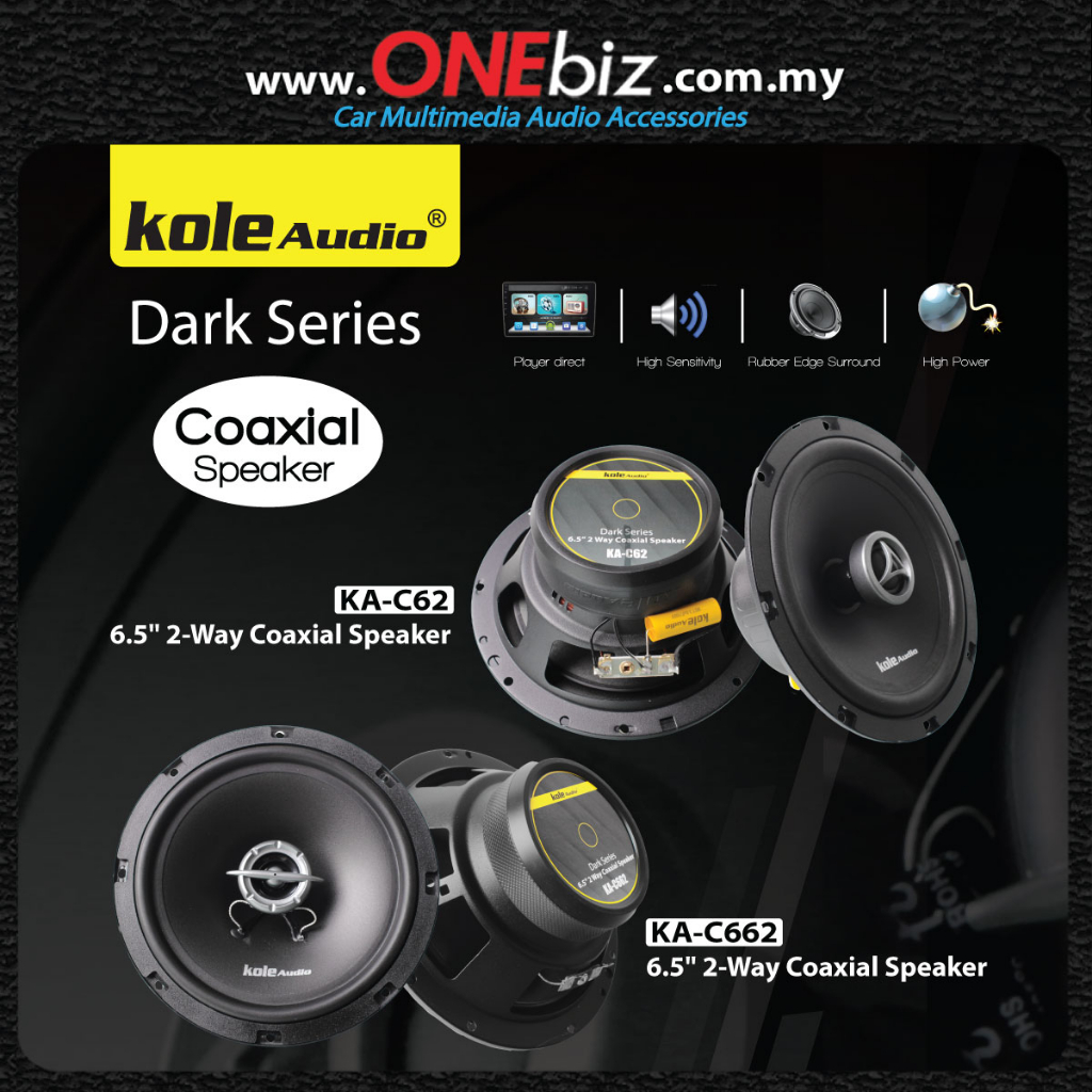 Kole Audio Dark Series 6.5″ 2-Way Car Audio Coaxial Speaker KA-C62 KA ...