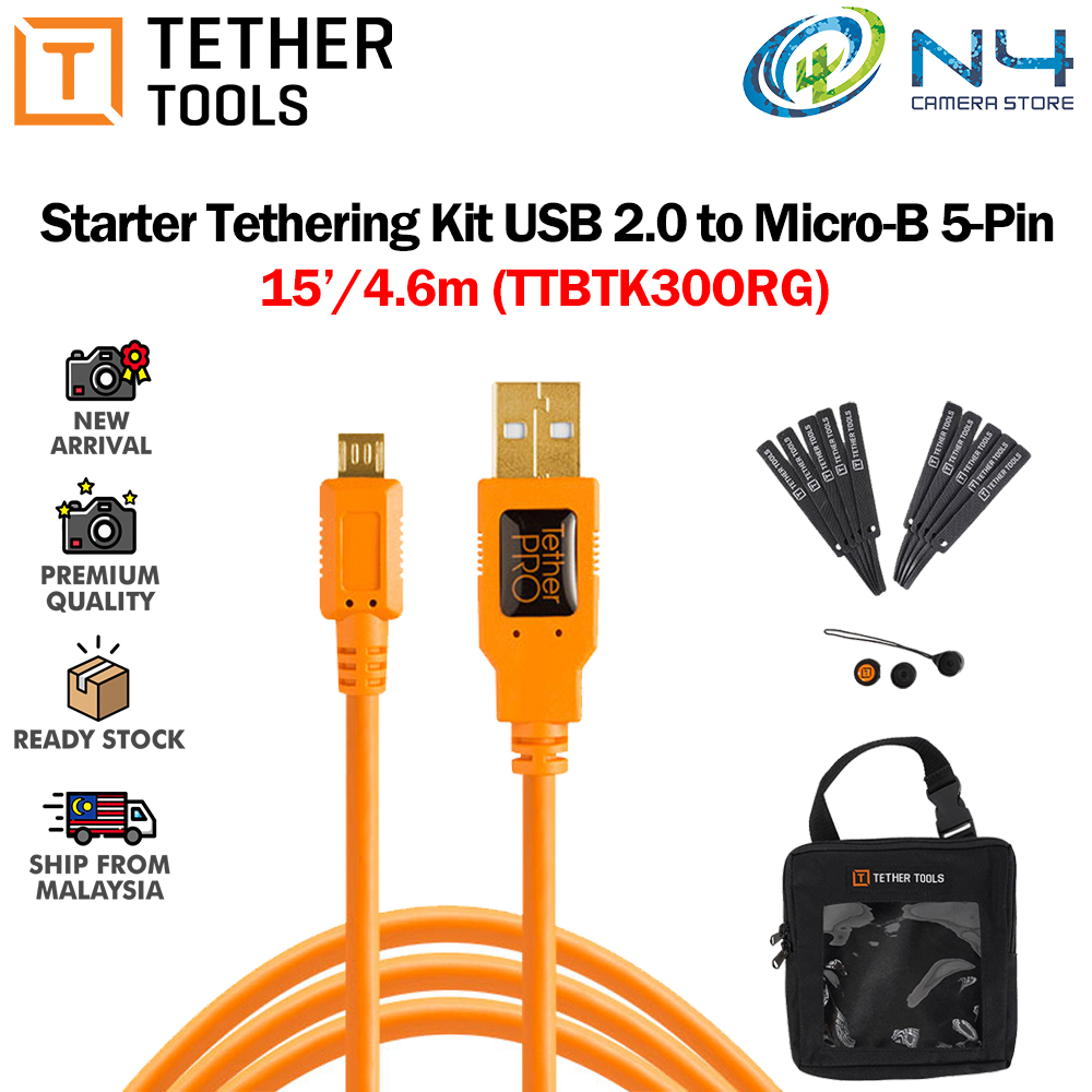 Tether Tools BTK30ORG Starter Tethering Kit with USB 2.0 to Micro-B 5 ...