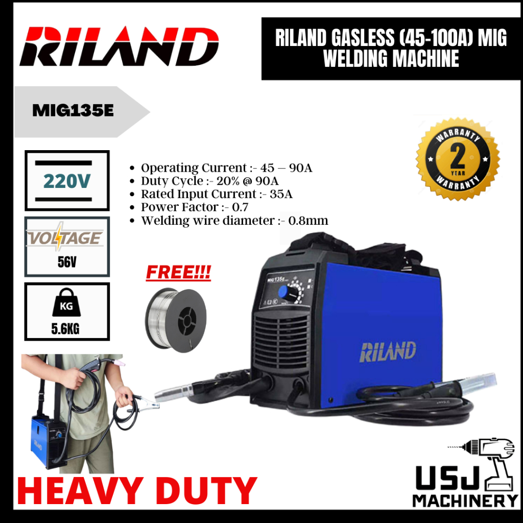 RILAND Gasless MIG Welding Machine 100A SYNERGY FOC 1 Roll 1 KG Wire MIG135E | 2 Years Warranty ...
