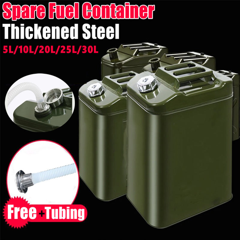 Army Green 5/10/20/30L Fuel Tank Cans Spare Steel Petrol Jerry Can Gas ...