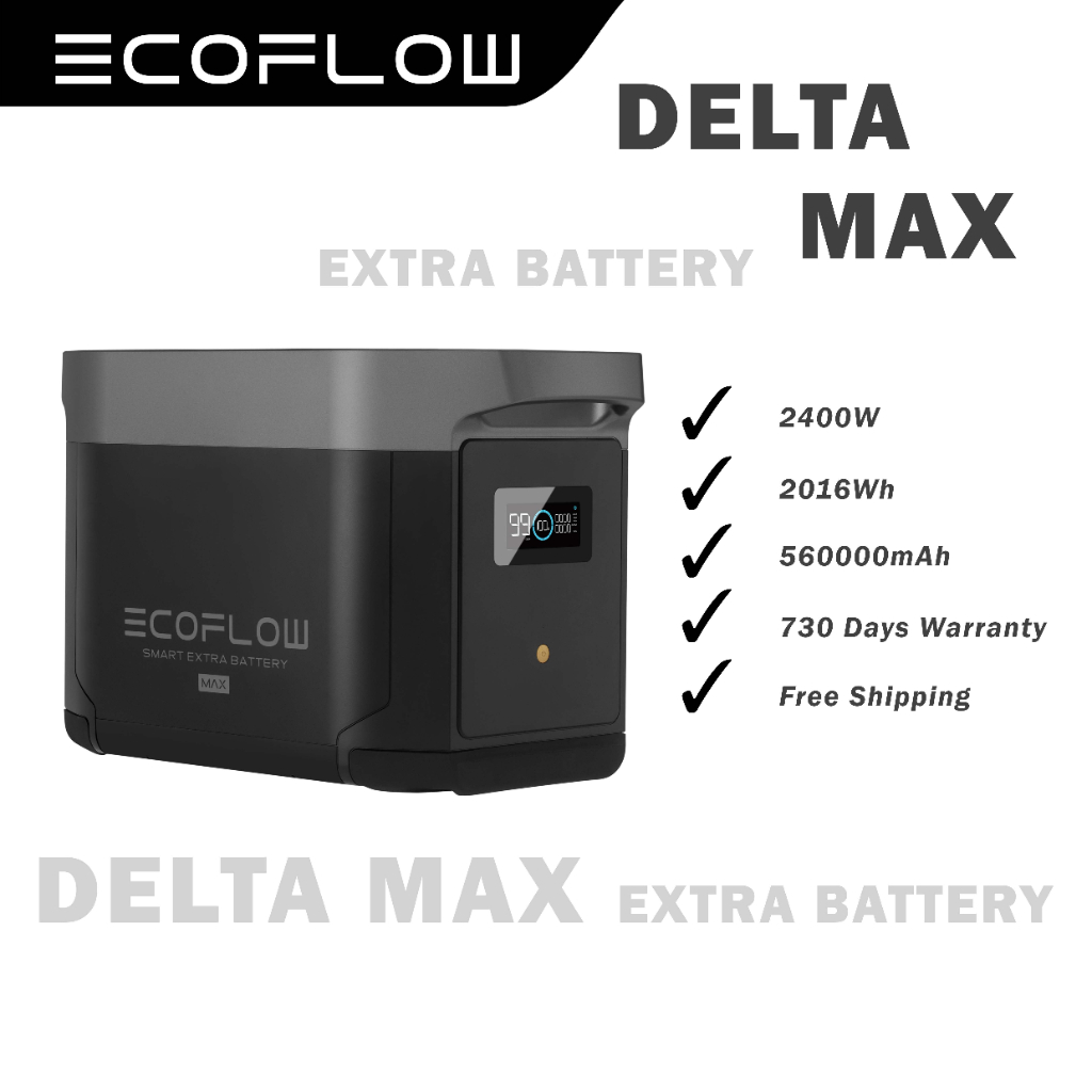EcoFlow Delta Max Extra Battery Only Portable Power Station 2016Wh Fast ...