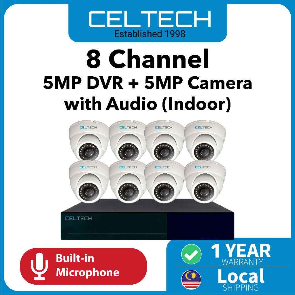 [With Audio] Celtech CCTV 5MP DVR 4/8 Channel with 5MP CCTV Camera ...