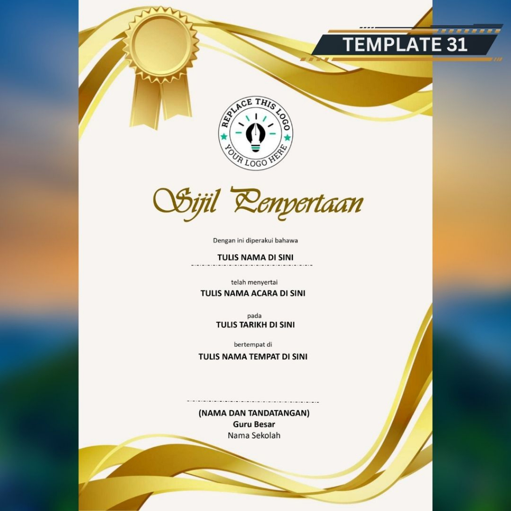 [Powerpoint] Template Sijil Certificate Template Editable Powerpoint ...