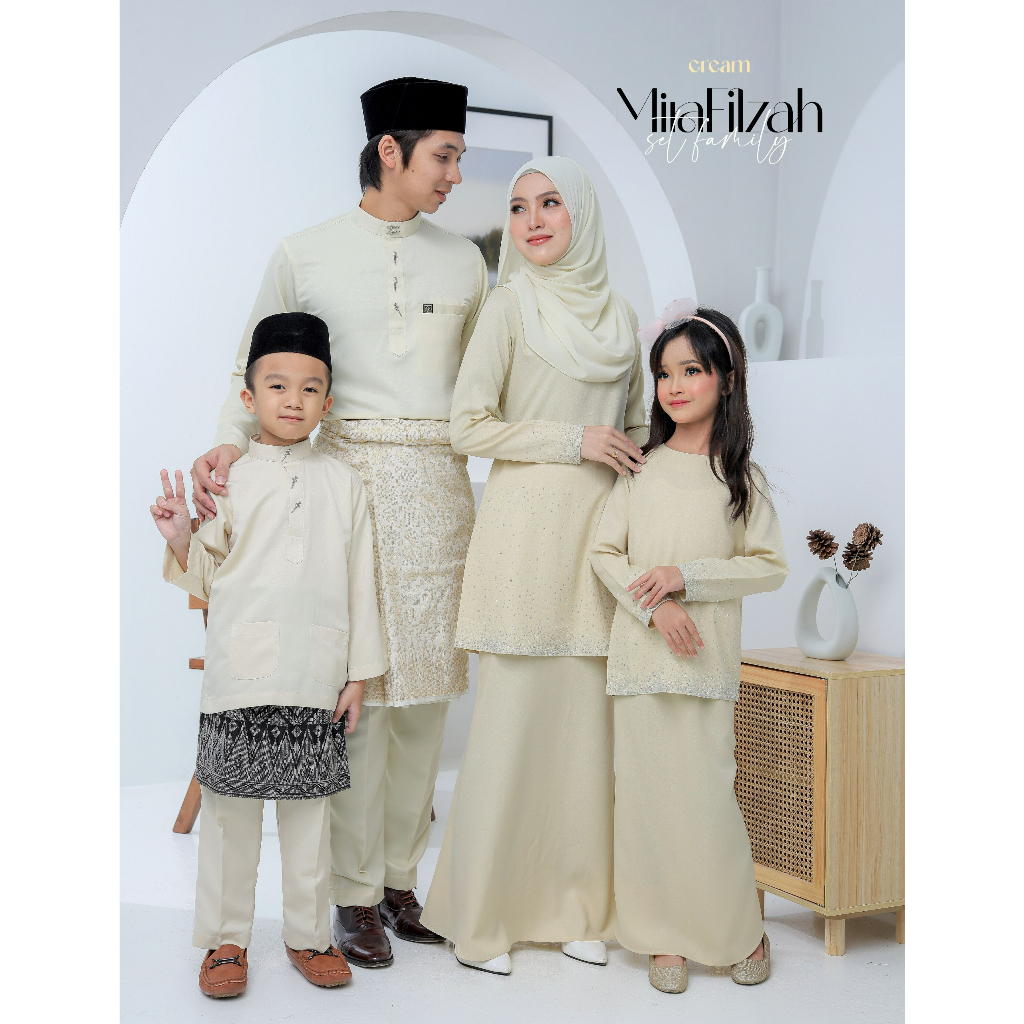 Baju Raya 2023 Sedondon Family Warna Cream Baju Kurung Moden Mira ...