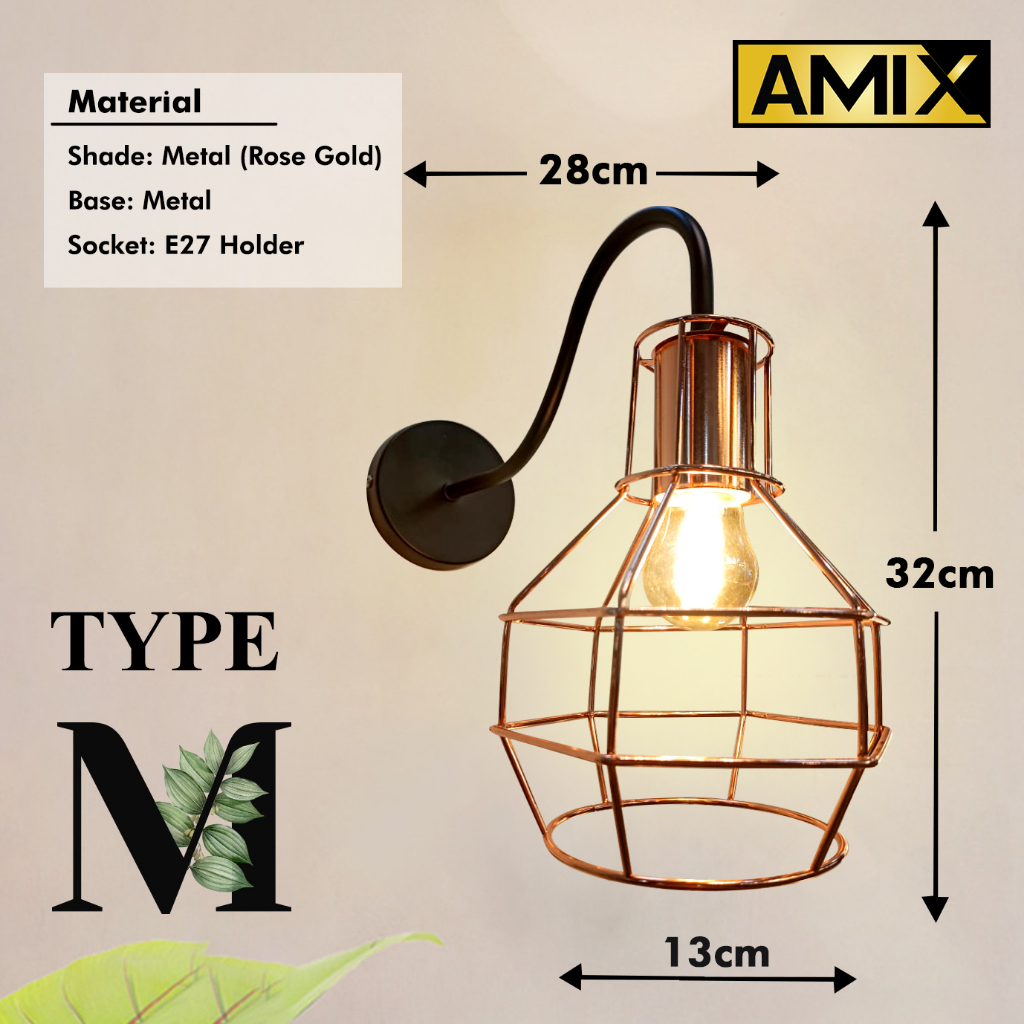 Wall Light Designer Decorative Wall Lamp/Light E27 Holder Lampu Dinding ...