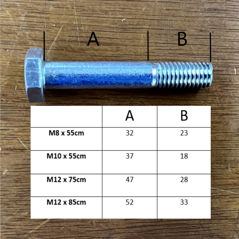 Half Threaded Screw Hex Bolt - M8/M10/M12 x 55mm~85mm ** with lock nut ...