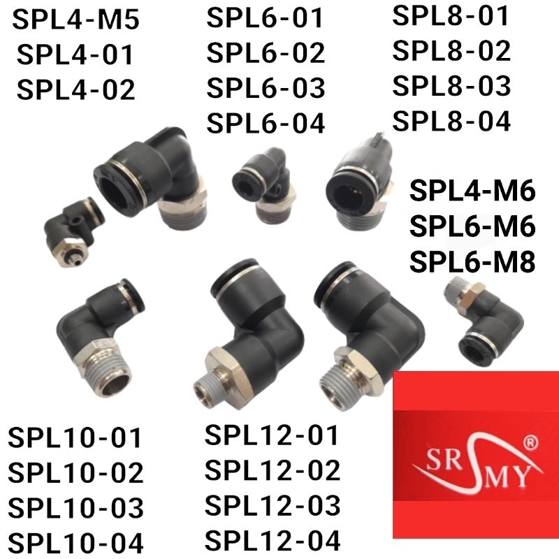[READY STOCK]6MM SRMY Push-In Male Elbow Connector SPL6-M5*0.8 SPL6-01 SPL6-02 SPL6-03 SPL6-M6*1 ...