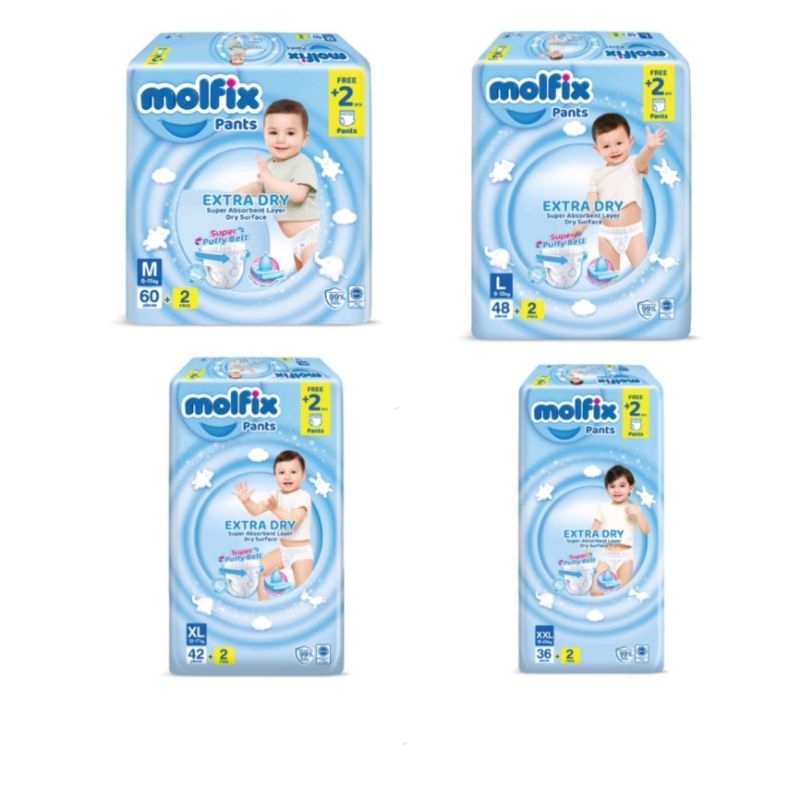 MOLFIX Extra Dry Pants Diaper Jumbo Pack ( M60 | L48 | XL42 | XXL36 ...