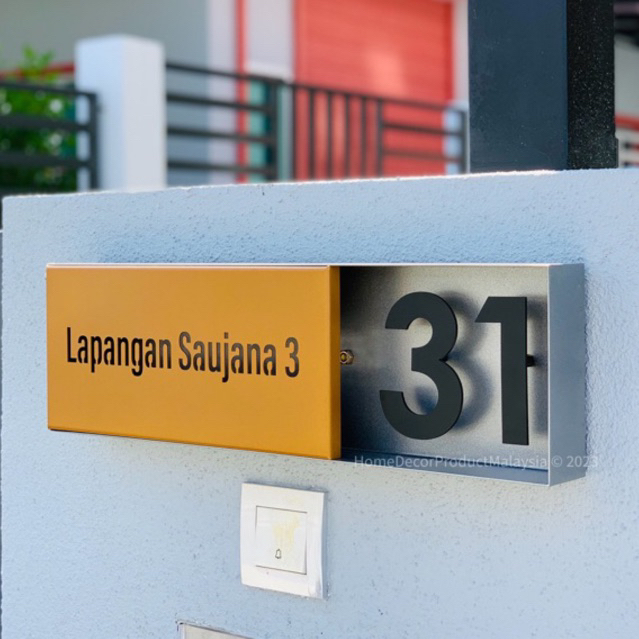 In-Box 3D lettering Metal Modern House Number Plate Signage Nombor ...