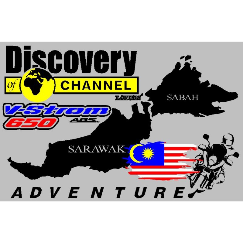 Sabah Sarawak Discovery Map Custom Your Bike type Pannier / Box Sticker ...