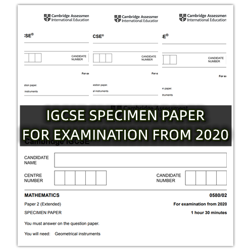 IGCSE Mathematics Specimen paper for examination from 2020 | Shopee ...