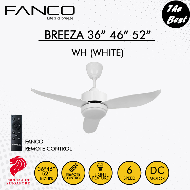 FANCO BREEZA / BREEZA-RC 36 / 46 / 52 INCHES DC MOTOR 3 COLOR LED LIGHT ...