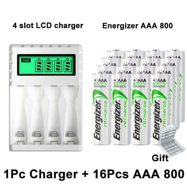 Pujimax 4 slot LCD smart battery charger with Energizer AA and AAA ...
