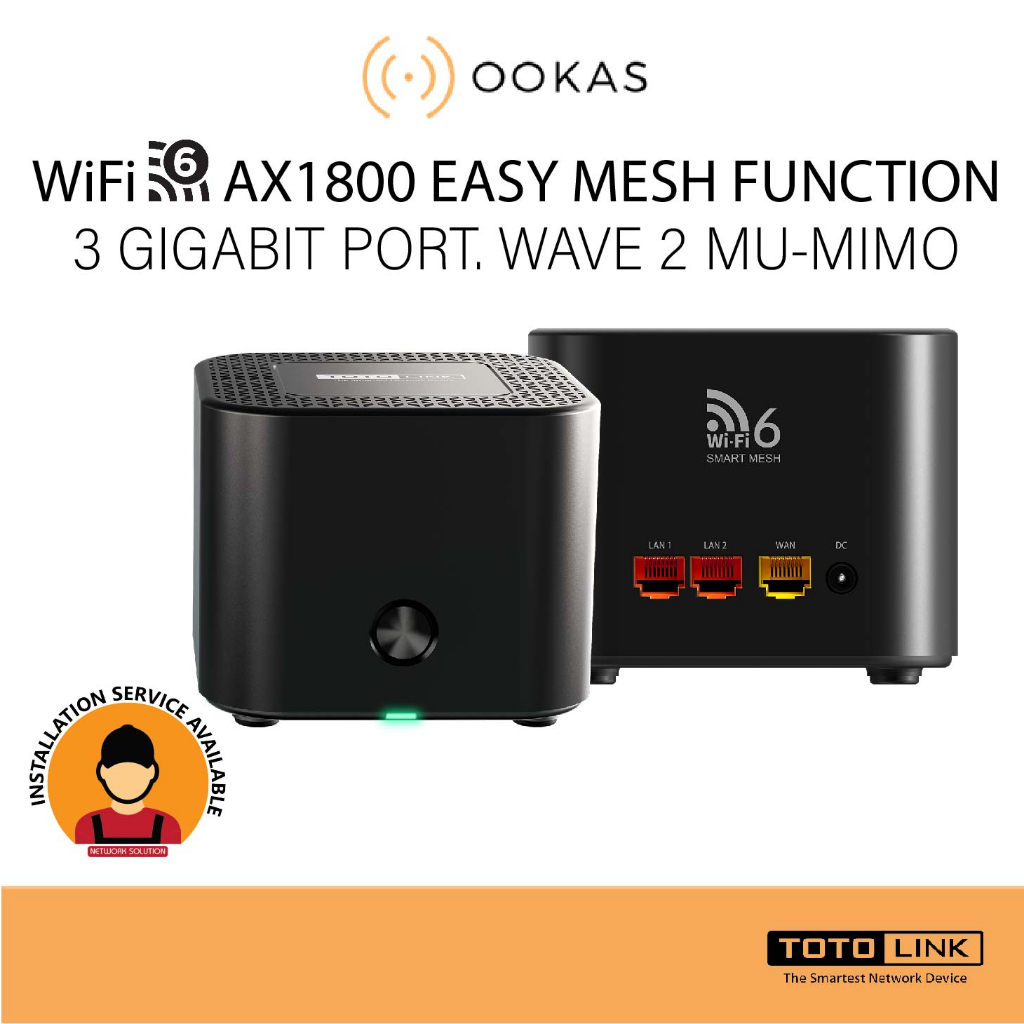 Totolink X18(2 Pack) AX1800 Dual Band WiFi6 Smart Mesh System Wide ...