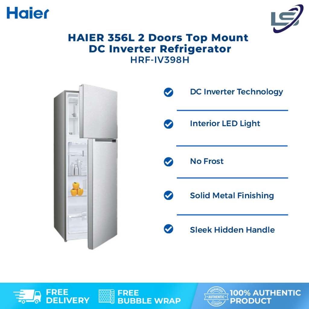 HAIER 356L 2 Doors Top Mount DC Inverter Refrigerator HRF-IV398H | No ...