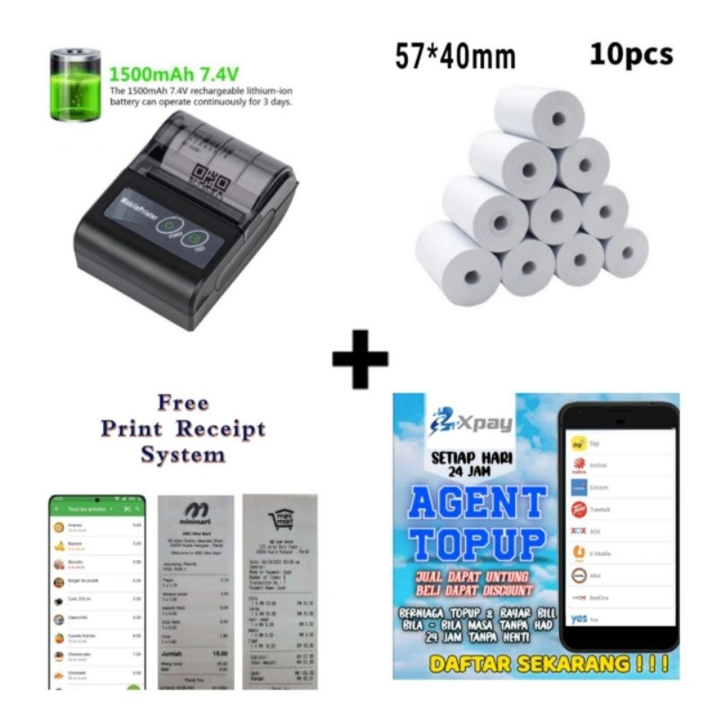 MPT - 𝗙𝗥𝗘𝗘POS!! Bluetooth Receipt Printer SRS Thermal Resit 58mm Print ...