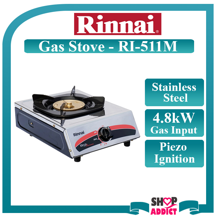 Rinnai 4.8kW Single Burner Gas Cooker RI-511M Mega Burner Gas Stove/ Dapur Gas RI511M | Shopee ...