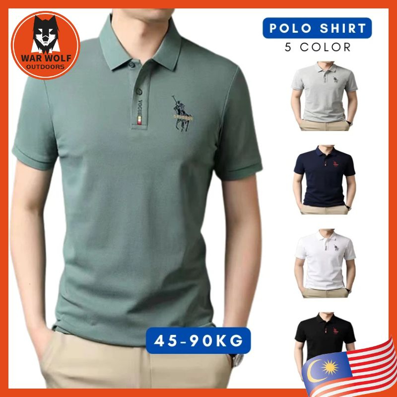 5color Men's Baju Polo Short Sleeve Shirt Plain Casual Golf Stretchable ...