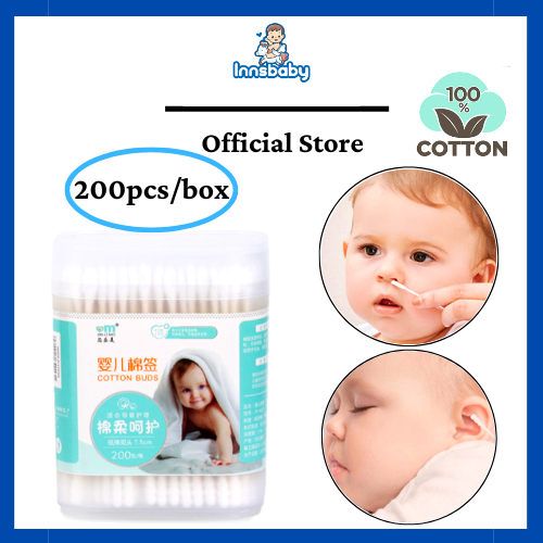 Baby Cotton Swab 200 Sticks Soft Cotton Buds Ears Nose Belly Button ...