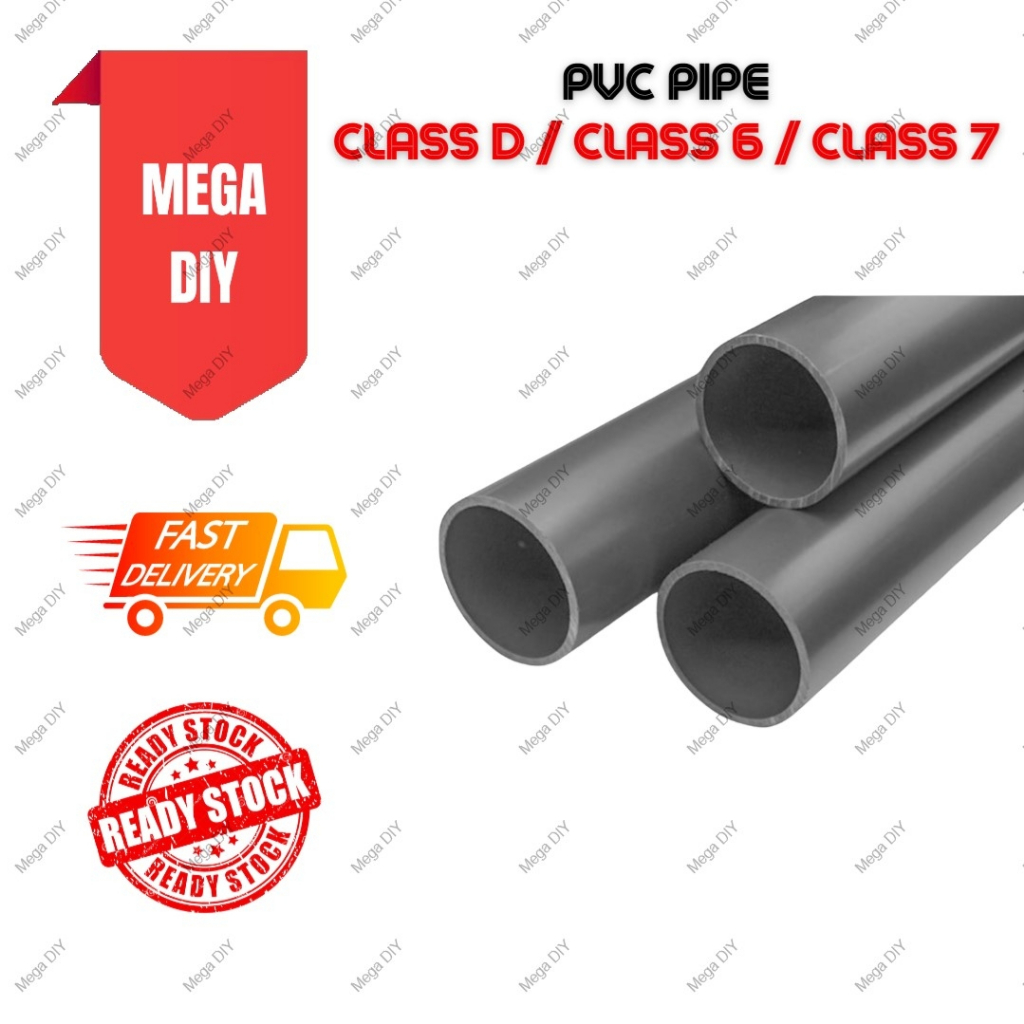 Sell By Feet PVC Pipe PVC Water Pipe Class 6 Class 7 Class D | Shopee ...