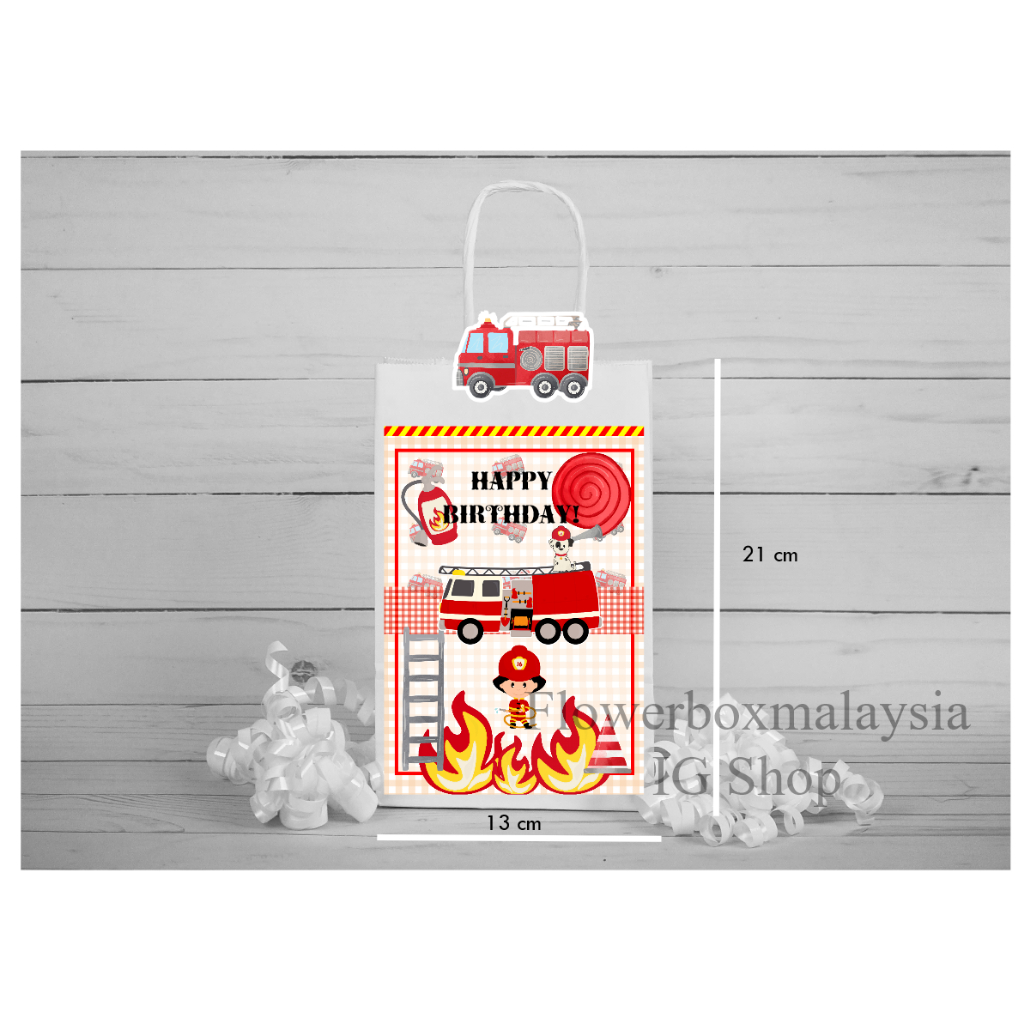 Firetruck Bomba Theme Party Decorations Goodiebag, Water Bottle Label ...
