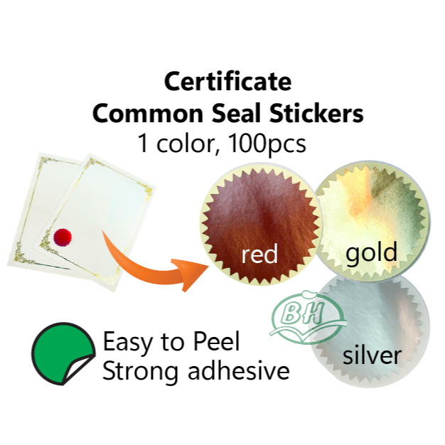 100pcs Certificate Seal Sticker [Red, Gold, Silver] Common Seal Sticker ...