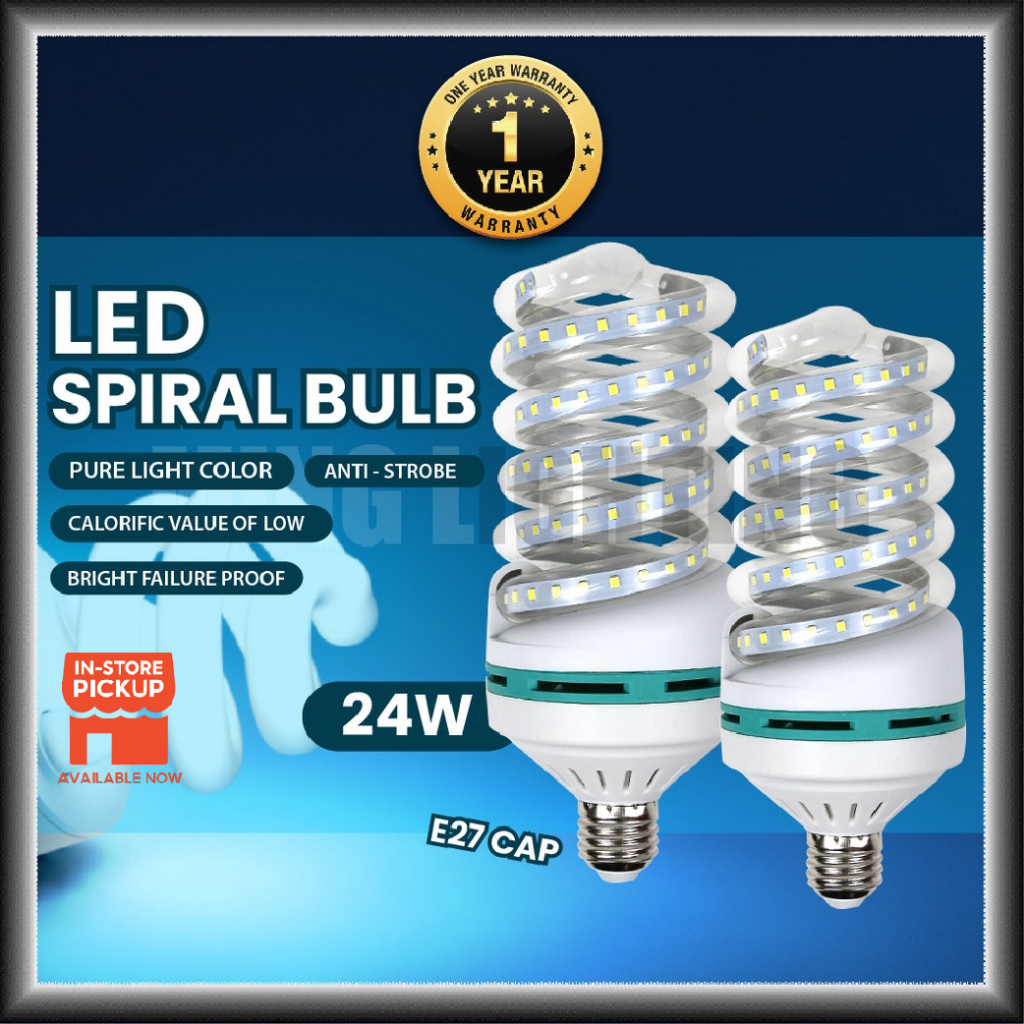LED 24W Spiral Stick Bulb E27 Energy Saving Lighting Table Lamp Home ...