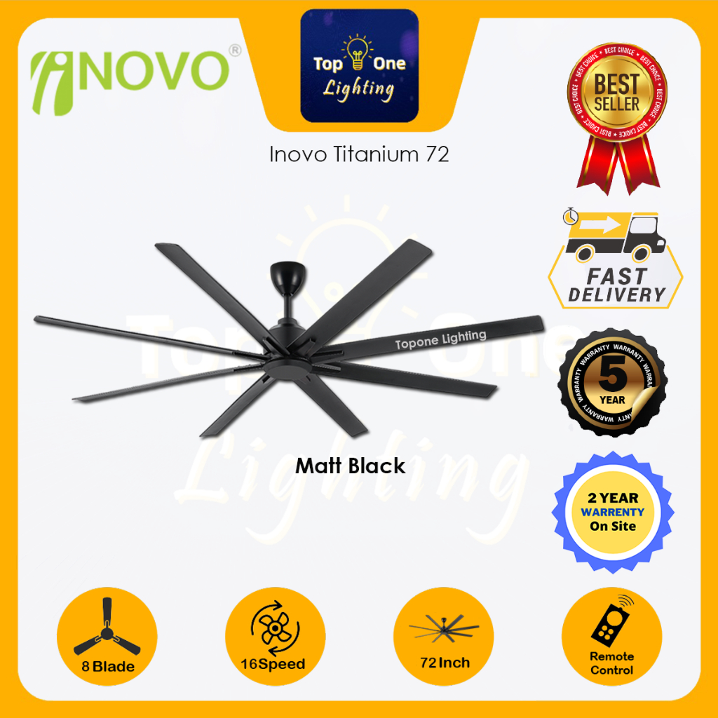 Regair Inovo Titanium 72 Ceiling Fan 8 Blades Remote Control 72 Inch ...