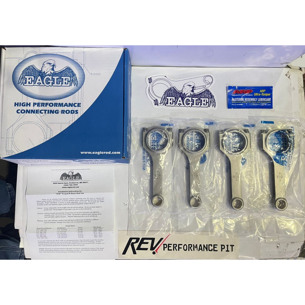 EAGLE Conrod Connecting Rods H Beam for Honda K24 with 3/8" Arp 2000 ...